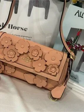 Coach | Bags | Coach Etta Small Flap Shoulder Bag With Floral Applique ...